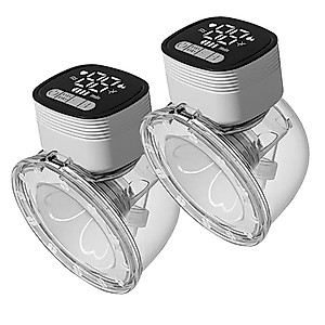 2 Pcs Wearable Breast Pump, 4 Modes & 9 Levels Electric Breast Pump, Portable Hands-Free Fully Automatic Breast Pump, LED Touch Screen Easy to Carry and Clean