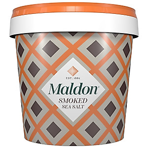 Maldon Salt, Smoked Sea Salt Flakes, 1.1 lb (500 g), Bulk Tub, Kosher, Natural, Gently Smoked Over Oak, Handcrafted, Gourmet, Pyramid Crystals