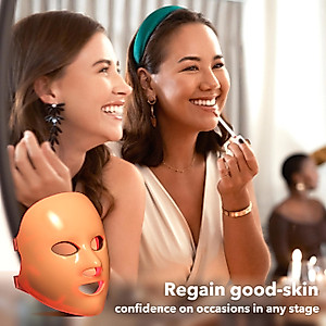 NEWKEY Red Light Therapy Mask for Face Wrinkles, LED Face Mask Light Therapy,7 Colors Photon Red Light Therapy Mask for Face, 20 Minutes Treatment,Adjustable Strap,Plug-in