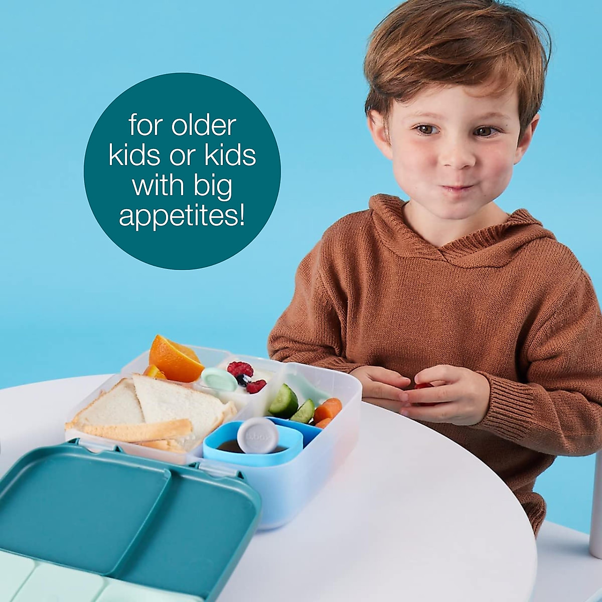 b.box Lunch Box for Kids | Bento Box | 4 Compartments (2 Leak proof), Large Size for Big Appetites | Gel Cold Pack Included | School Supplies | Kids 3+ years (Ocean Breeze, 2L capacity)