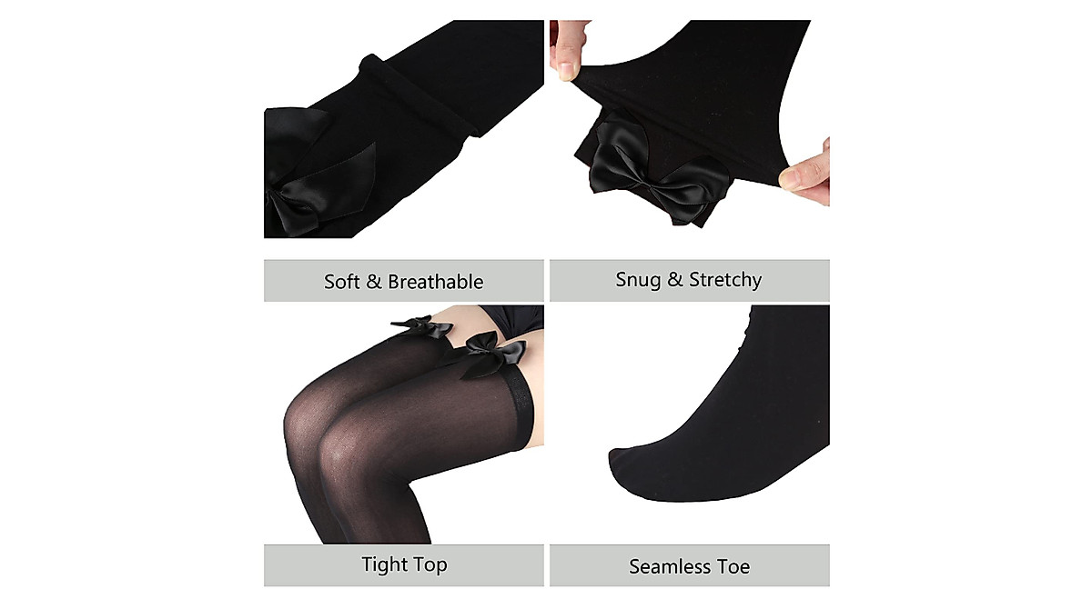 Benefeet Sox Sexy Women Stockings – Silky Thigh High Stockings with Bow