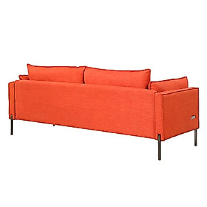 Harper & Bright Designs Linen Fabric 3 Seat Sofa with USB Charging Ports, Morden Style Upholstered 3-Seat Couch for Living Room, Apartment (3 Seat, Orange)