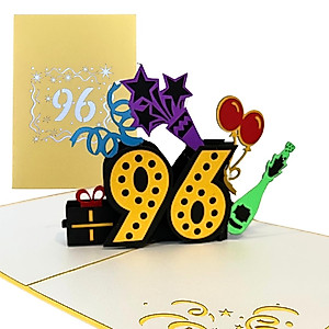 ALPHAK Happy 96th Birthday 3D Pop Up Card, Birthday 3D Greeting Card, 96th Birthday Gifts