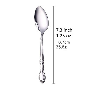 QIBOORUN Iced Tea Spoon Set for 12 Coffee Spoon 7.9 -Inch Stainless Steel Spoon Set Ice Cream Spoon Long Spoon Dessert Spoon Milkshake Spoon, Silver