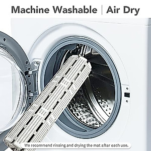 Qidordour Shower Mats Non Slip Bath Mat for Tub, 27 x 15.7 Inch Long Bath Tub Mat with Suction Cups and Drainage Holes, Anti Slip Bathtub Mats for Inside Shower Stall Tray Bathroom Floor, Light Grey