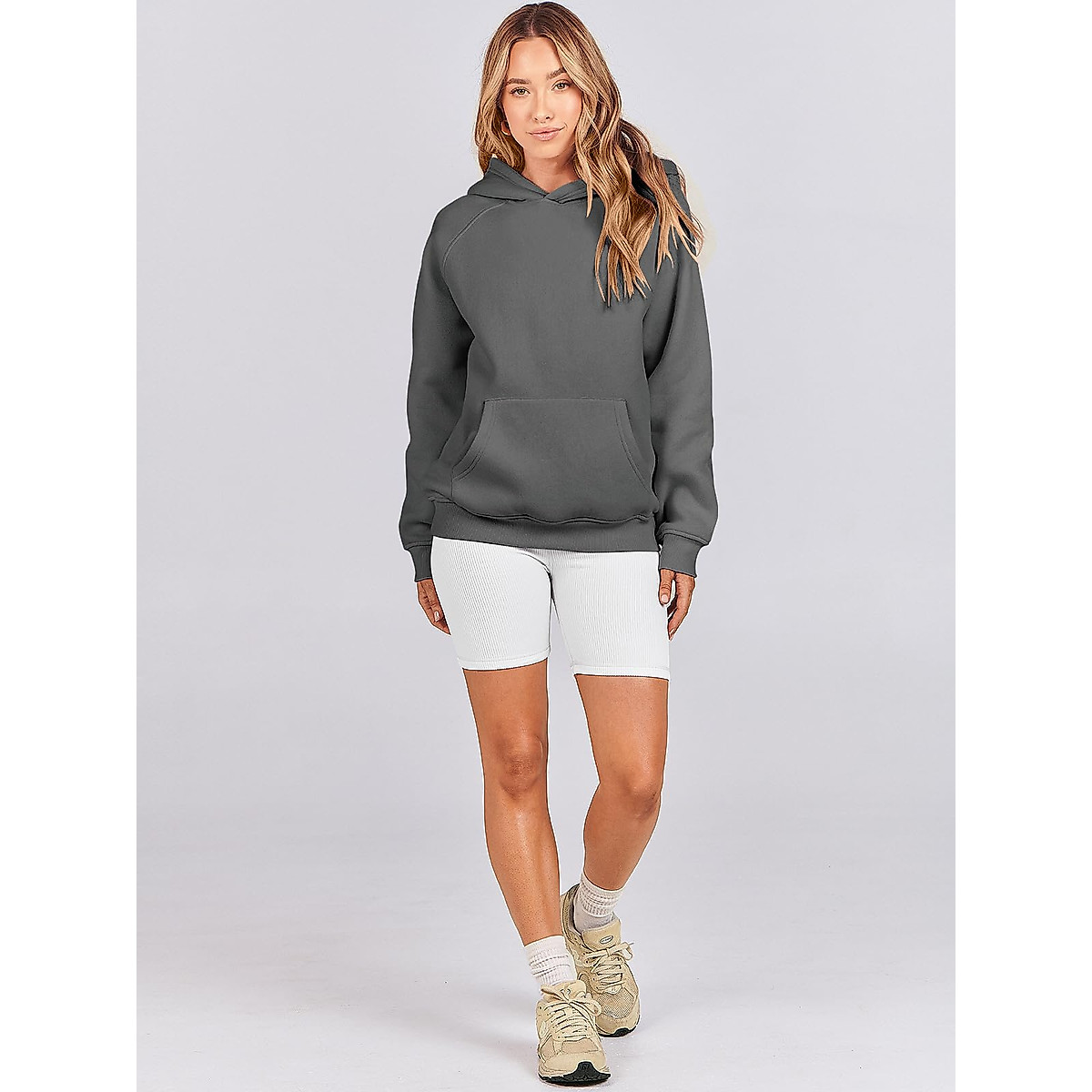 ANRABESS Women Oversized Hoodies Sweatshirt Long Sleeve Fleece Pullover Top 2024 Fall Trendy Outfits Teen Girl Preppy Clothes Grey Small