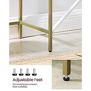 VASAGLE 39.4” Console Table, Tempered Glass Sofa Table, Modern Entryway Table, Metal Frame, Easy to Assemble, Adjustable Feet, for Living Room, Hallway, Gold Color ULGT26G