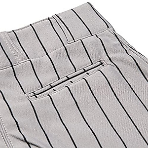 CHAMPRO Unisex-Youth Triple Crown Pinstripe Polyester Baseball Pants, Grey, Black PIN, X-Large