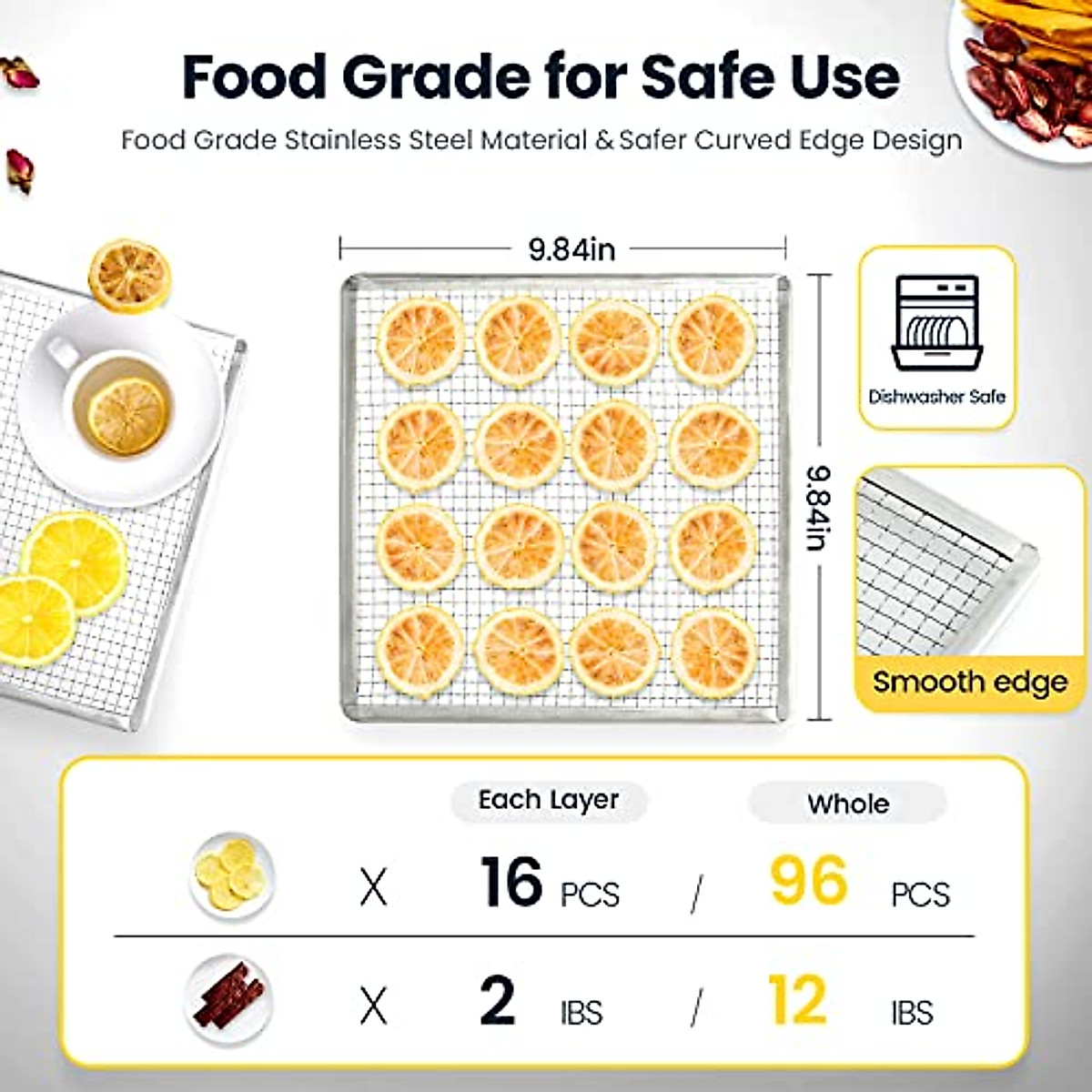 Colzer Dehydrators for Food and Jerky, 6 Tray Food Dehydrator Machine Professional Fruit Dryer Dehighdrater Food with Timer for Herb, Meat, Beef, Vegetables, Cat and Dog Food DBC-06B
