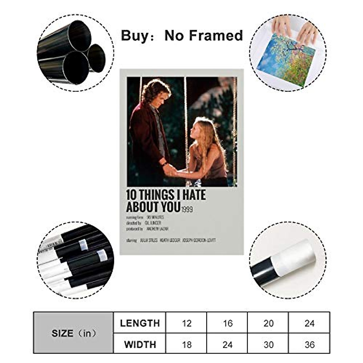 YTSLJ 90 S Aesthetic for Room Poster 10 Things I Hate About You Canvas Art Poster and Wall Art Picture Print Modern Family Bedroom Decor Posters 16x24inch(40x60cm)