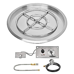 Stanbroil 31 inch Round Drop-in Fire Pit Pan with Spark Ignition Kit Propane Gas Version