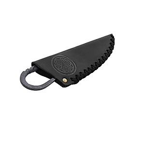 Toferner Celtic Pocket Knife, Hand Forged Knife with Black Leather Case, Hardened Blade, Vintage, Antique Art Collecting, Original Gift Idea