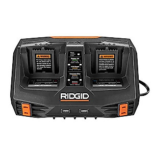 Ridgid 18-Volt Lithium-Ion Dual Port Sequential Charger Kit with (2) 4.0 Ah Batteries and (2) 2.0 Ah Batteries