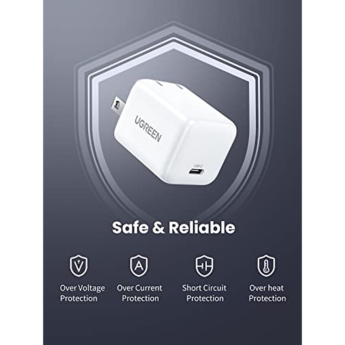 UGREEN AceCube 30W USB-C Power Adapter, USB C Charger GaN Charger, PD PPS Fast Charger Block Compatible with iPhone 14 Pro max/13 pro max, Galaxy S23/22/21, Pixel 7/7 Pro, iPad, MacBook Air