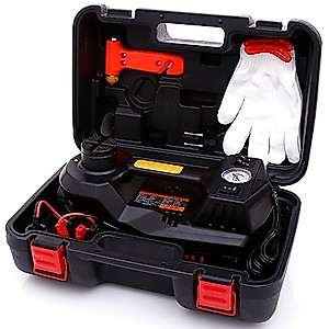 Trihelper Car Jack Hydraulic Jack – 5 Ton Electric Car Jack Stand Three in One Car Jack Kit for Sedans SUV Car Lift Floor Jack for Tire Change and Road Emergencies with Integrated Tire Pump (Black)