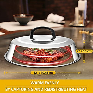 Leonyo 5 Pack Burger Smasher Tool, Griddle Accessories with 12" Basting Cover, Stainless Steel Smash Grill Press Metal Burger Spatula, Hamburger Patty Maker with 90 Wax Papers, Flat Top Grill Cooking