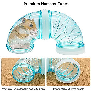 Hamster Tubes Set, FULANDL Transparent Hamster Cage Adventure External Pipe, Creative DIY Assorted Connection Tunnel Track Hamster Toys to Expand Space for Small Animals Like Hamster, Mouse-2.16In