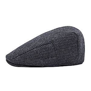 STARANCE Men Hat Wool Blend Newsboy Ivy Hat Tweed Flat Cap (Herringbone Gray, 7 1/2)