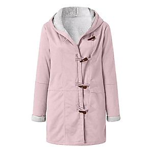 Winter Coats for Women 2024 Trendy Plus Size Sherpa Fleece Lined Distressed Jackets Hooded Parka Faux Suede Pea Coat Outerwear, chamarras de mezclilla para mujer, plus size leather jacket Pink 3x