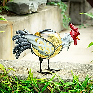 MUMTOP Solar Lights Outdoor Chicken Decorative Crackle Glass Solar Lantern Waterproof LED Lights Outdoor Tabletop Lanterns Lamps for Table Yard Garden Patio Lawn Christmas Decorations