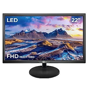 TECNII 22" Inch Flat Screen Full HD (1920 x 1080) LED Monitor - 60Hz Refresh Rate - 5ms Response Time - HDMI, VGA - Best for Home and Office (T2222) - Black