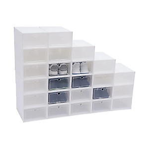 DCEHKR 24 x Shoe Box Storage Drop Front Shoe Box with Clear Door Shoe Organizer Box Suitable for Living Rooms, Bedrooms, Cloakrooms, And Offices, And Can Store Shoes Or Books