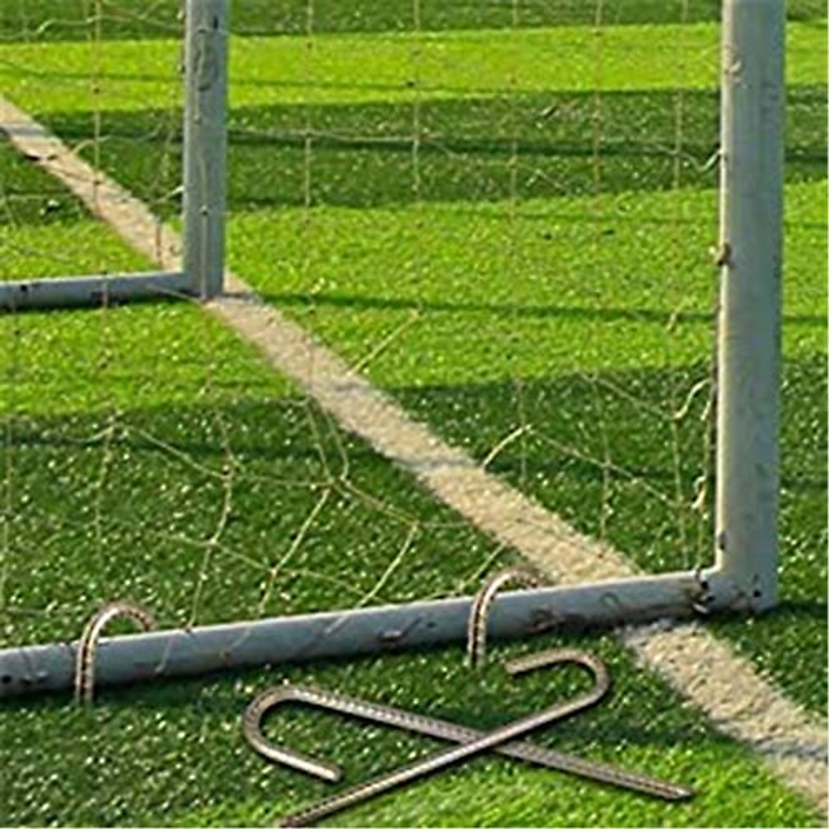 ILSSLI Ground Stakes , Steel Tent Nails , Garden Pegs Ground Anchors Rebar Staples J Hooks Landscape Pegs for Trampoline Dog Dig Defence Cain Link Fence Canopy Yard Farm