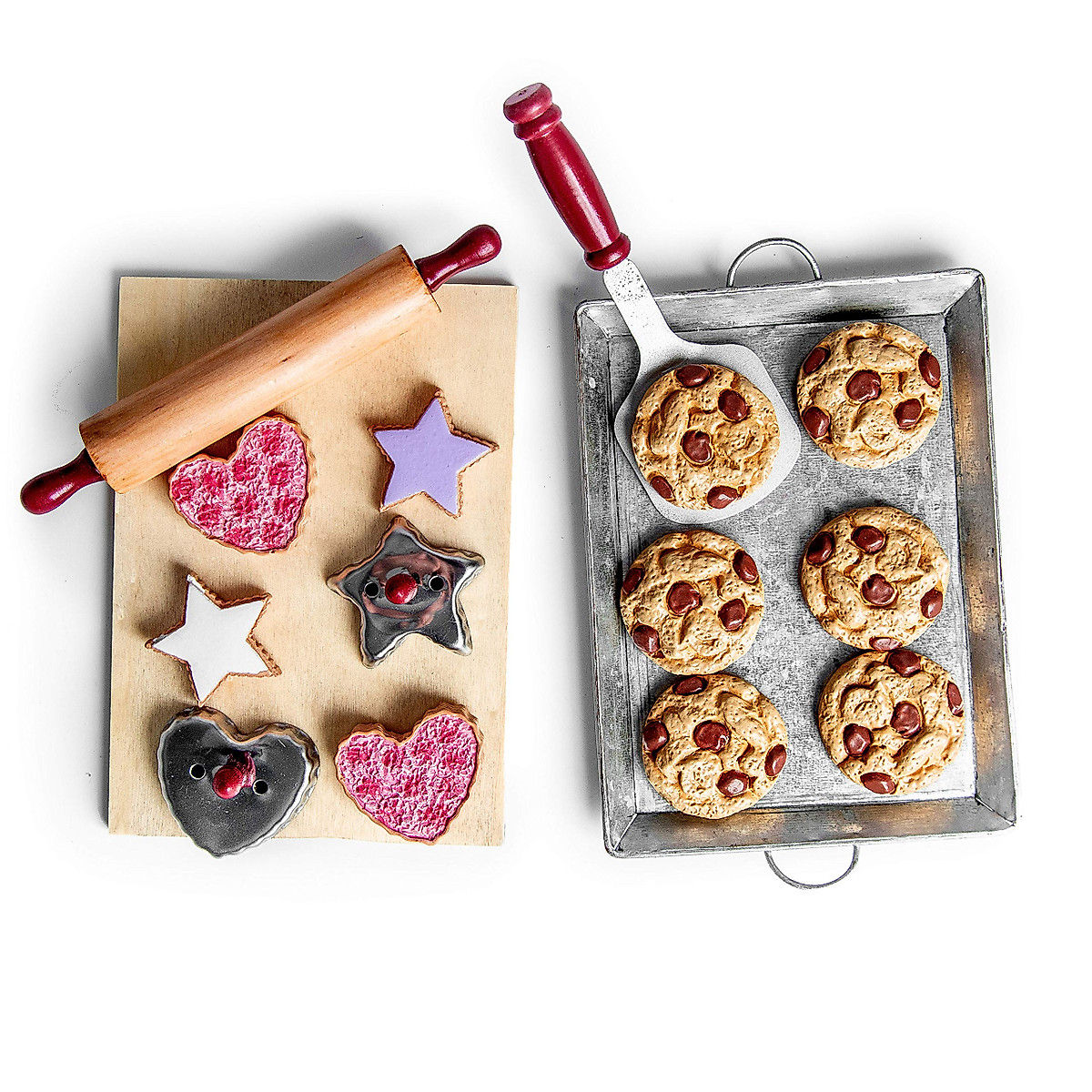 THE QUEEN'S TREASURES 18 Inch Doll Food Accessories,16 Piece Authentic Cookie Baking Set with Cookies About Baking Tools, Compatible with American Girl Pastry Bake Shop & Kitchen Furniture