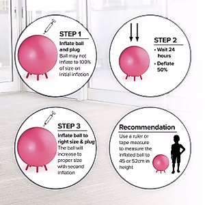 Gaiam Kids Stay-N-Play Children's Balance Ball, Flexible School Chair Active Classroom Desk Alternative Seating, Built-In Stay-Put Soft Stability Legs, Includes Air Pump, 45cm, Purple Miss Sunshine