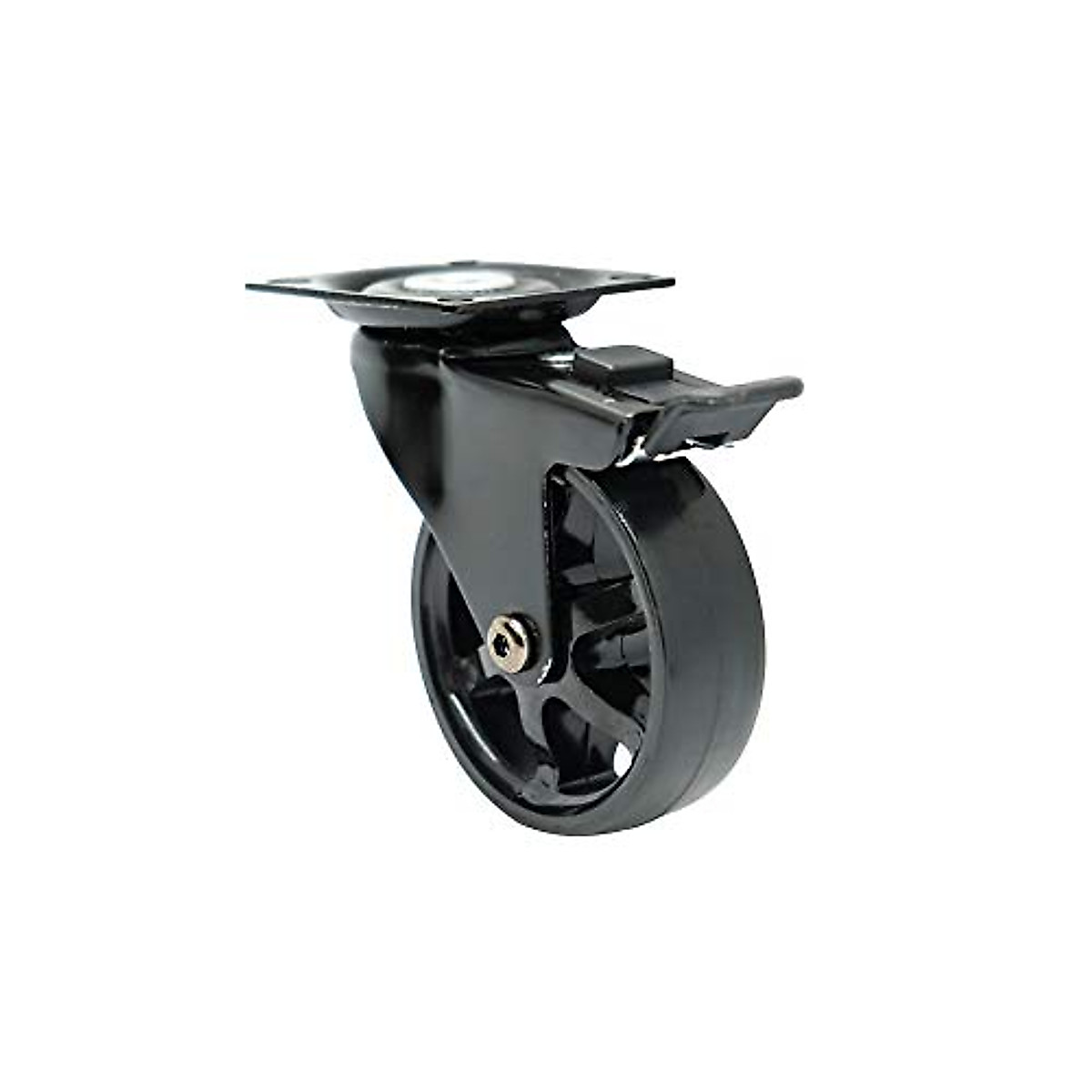 Headbourne 8276E 3 inch Polyurethane Mag, 4 Pack Designer Caster, 3-Inch, Gloss Black, 4 Count