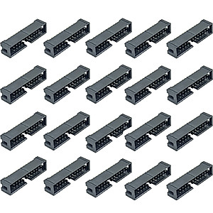 whiteeeen 20pcs 2 x 12 24 Pins 2.54mm IDC Socket Straight Male Box Header Connector