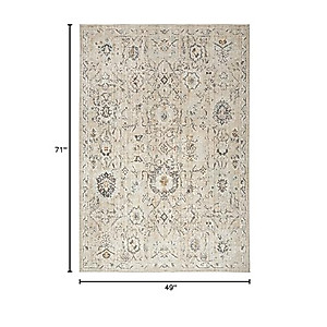 Nourison Oushak Home Traditional Cream 4'1" x 5'11" Area -Rug, Easy -Cleaning, Non Shedding, Bed Room, Living Room, Dining Room, Kitchen (4x6)