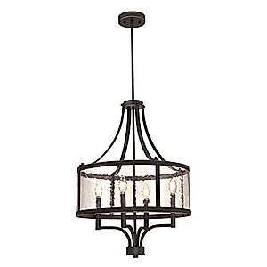 Westinghouse 6368400 Belle View Four-Light Indoor, Oil Rubbed Bronze Finish with Highlights and Clear Seeded Glass Chandelier, One Size , Oil-rubbed Bronze