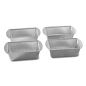 Nordic Ware Natural Aluminum Commercial Mini Loaf Pans, Four 2-Cup Pans