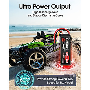 HOOVO 11.1V 3S LiPo Battery 5200mAh 60C with Tr Plug for RC Car RC Truck Airplane Helicopter Boat Car Racing RC Hobby, 2 Packs