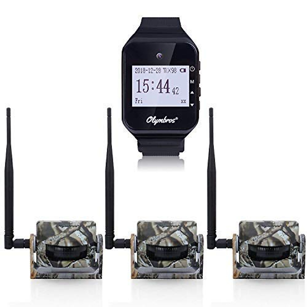 Olymbros Security Sensors/Outdoor Animals Alarm System Kit 360°20m/ Long Range IR IP54 Motion Detector&Sensor with Sound/Vibration/Visual Three Alerts for Hunting/Camping/Home Security