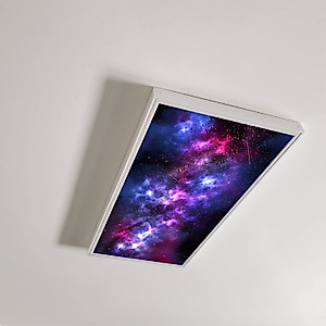 LANQiAO Fluorescent Light Covers for Classroom Kitchen Office Decorations-Nebula Galaxy-Eliminate Harsh Glare and Headaches-Easy to Install Ceiling Light Covers-2'x4'