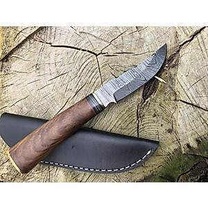 Perkin 7.5 Inches Damascus Steel Hunting Knife With Sheath SK900