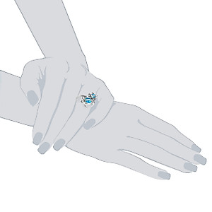 Honolulu Jewelry Company Twin Hawaiian Turtle Honu Silver Ring with Simulated Blue Opal, Size 7