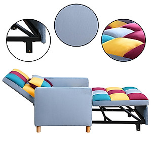 KJGJ 3 in 1 Convertible Sleeper Sofa Chair Bed Adjustable Sleeper Bed Chair with Pillow Multi-Functional Sleeper Chair with Soft Velvet Perfect for Living Room Bedroom or Office (Colorful)