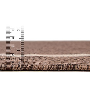 Unique Loom Outdoor Border Collection Area Rug - Soft Border (9' x 12' Rectangle, Brown/ Ivory)