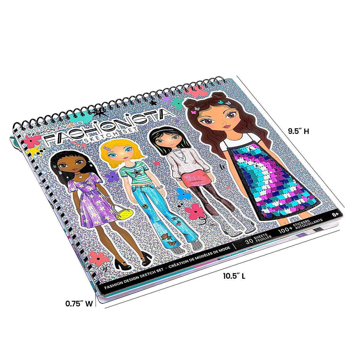 Fashion Angels Fashion Design Sketch Portfolio - Sketch Book for Beginners, Sketch Pad with Stencils and Stickers for Kids 6 and Up, Brown(Covers May Vary)