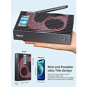 MeLE Fanless Mini PC Computer PCG35 J4125 8GB 128GB Windows-11-Pro Micro PC Support M.2 NVMe SSD 2.5" HDD/SSD 2X HDMI 4K +1x VGA Triple Display WiFi 6 Gigabit Ethernet BT5.2 on Business Office Home