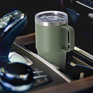 HASLE OUTFITTERS 20oz Tumbler with Lid, Stainless Steel Tumbler with Handle, Metal Insulated Travel Coffee Mug with Handle, Double Wall Vacuum Spill Proof Tumbler Cup, Amy Green 1 Pack