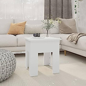 QJBSAVVA Coffee Table White 15.7"x15.7"x16.5" Engineered Wood,Floor Standing Table Table for Living Room Cocktail Table Suitable for Meeting Rooms, Reception Rooms, Offices