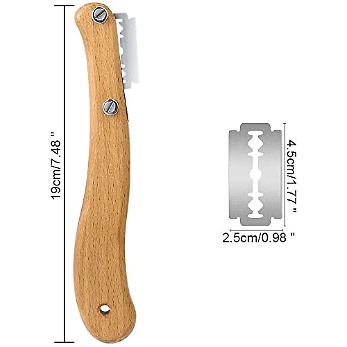 ETSAMOR Bread Bakers Lame Hand Crafted Wooden Handle Bread Slashing Tool for Bread Slicer Cake Cutter with Plastic Protective Cover 5 Sharp Blades