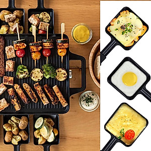 HONNE 8pcs /set Non-Stick Coating Mini Iron Raclette Grill Pan Cheese Pan Replacement/Additional Raclette Dishes Mini Grill Pan