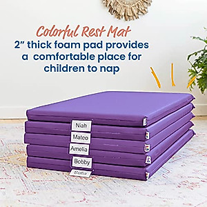 ECR4Kids SoftZone Rainbow Rest Mat, 2in, Sleeping Pad, Purple, 5-Piece