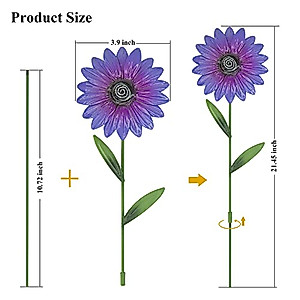 3PC Metal Flower Decorative Garden Stakes, Outdoor Garden Decor Shaking Head Sunflowers Glow in Spring Yard Art Fairy Decorations for Patio Lawn