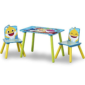 PZCXBFH Baby Shark Playroom Solutions Set of 4 - Set Includes Table and 2 Chairs and 6 Boxes of Toy Storage